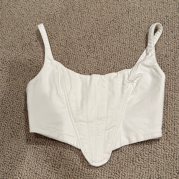 Zara | Tops | Zara White Denim Bustier | Poshmark